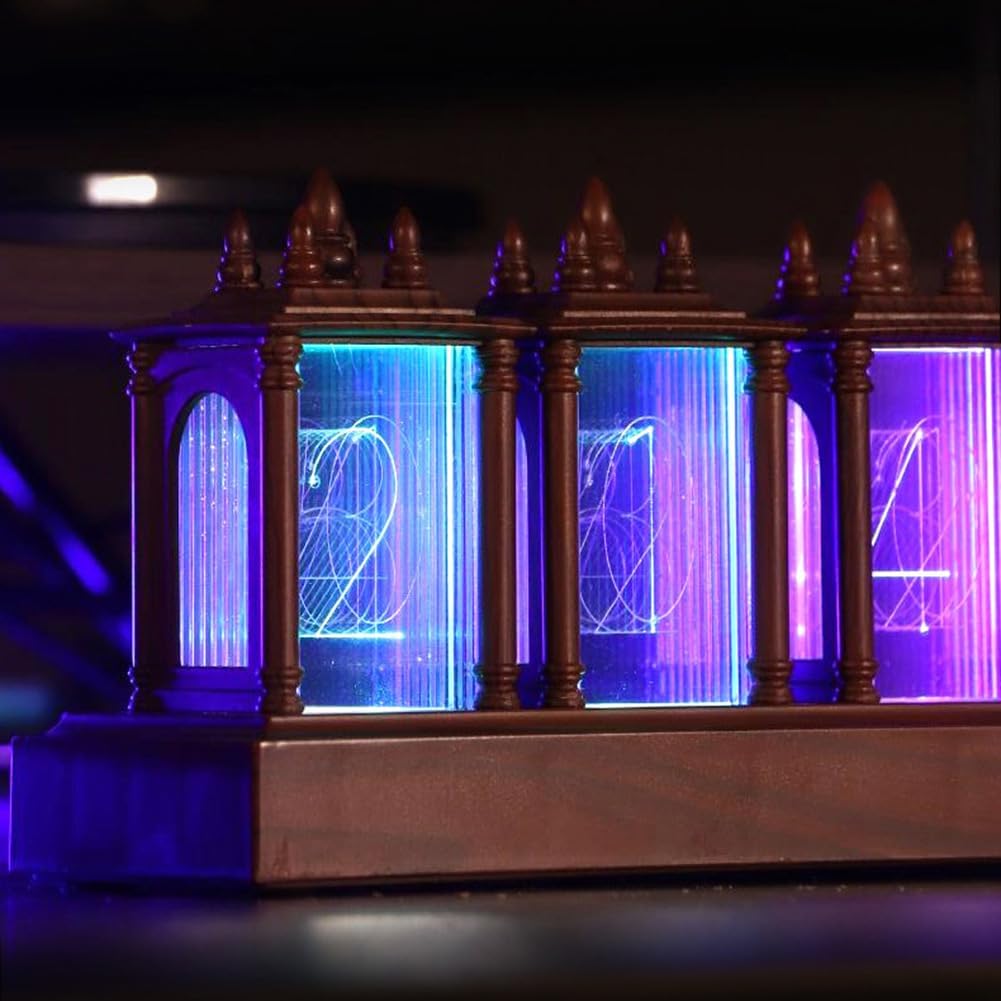 Декоративен часовник, WALALLA, LED дисплей, RGB, Кафяв - eMAG.bg