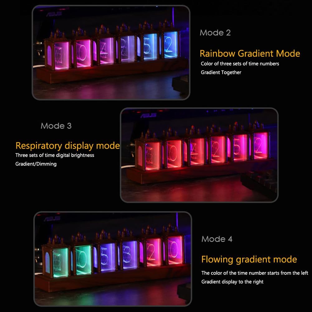 Декоративен часовник, WALALLA, LED дисплей, RGB, Кафяв - eMAG.bg