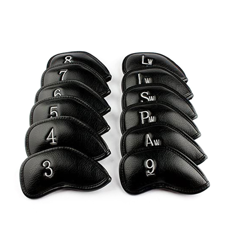 Set 12 huse pentru crose de golf, Sunmostar, Piele ecologica, 15 x 8 cm ...