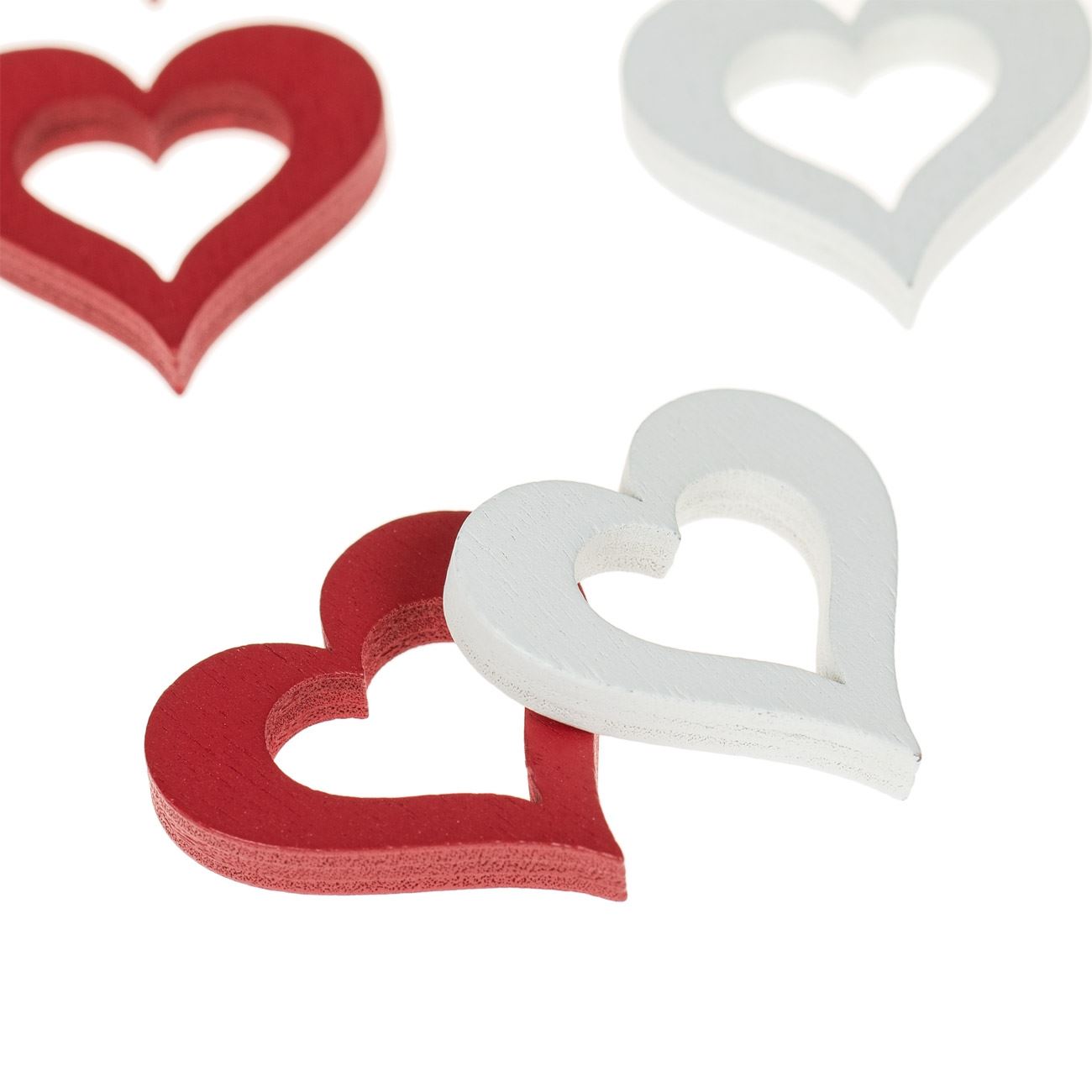 Set 12 Inimi Decorative din Lemn Shopiens®, rosii albe, 3 x 3 cm - eMAG.ro