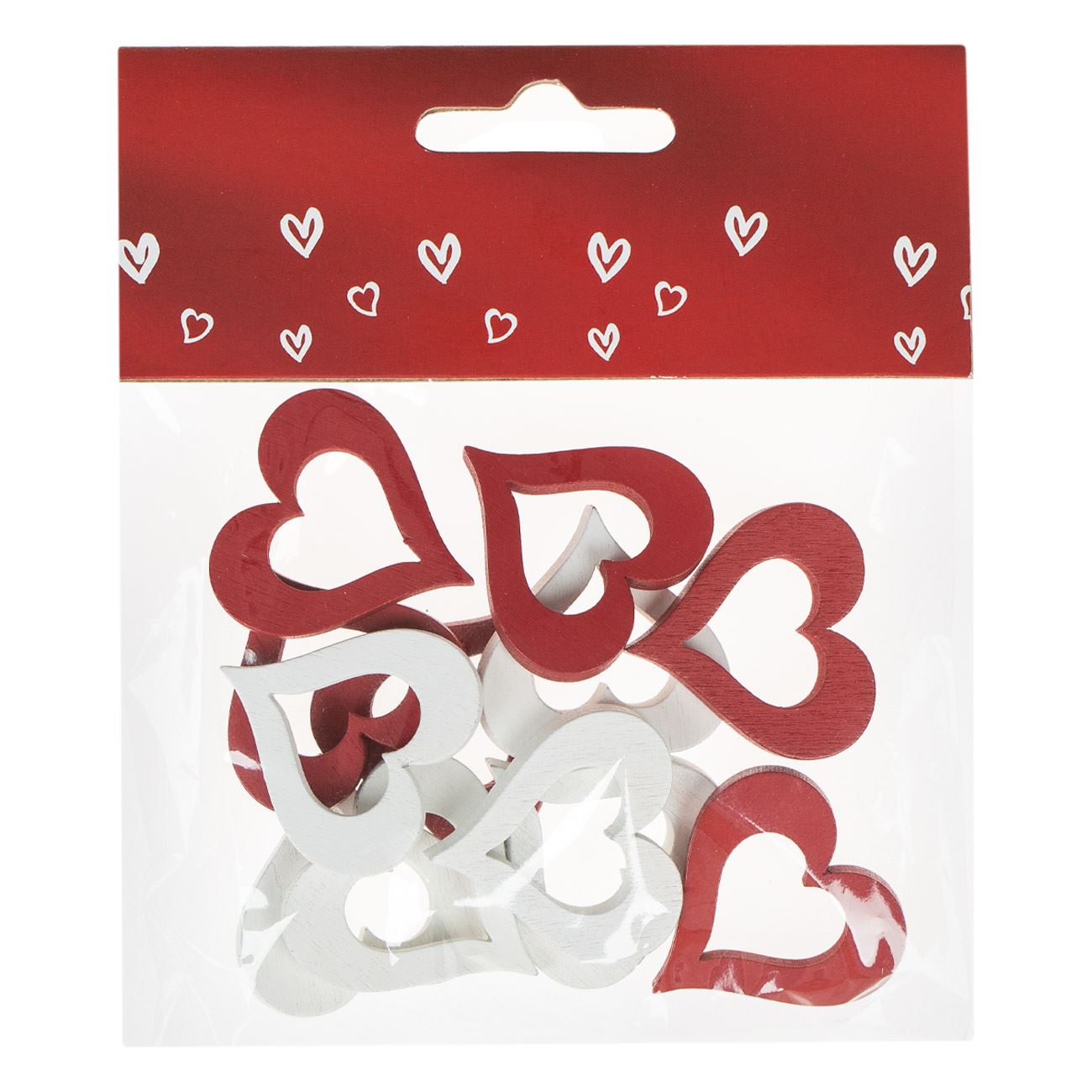 Set 12 Inimi Decorative din Lemn Shopiens®, rosii albe, 3 x 3 cm - eMAG.ro