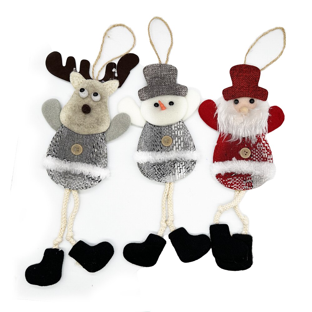 Set 3 Decoratiuni de Craciun din material textil, cu blanita, picioare ...