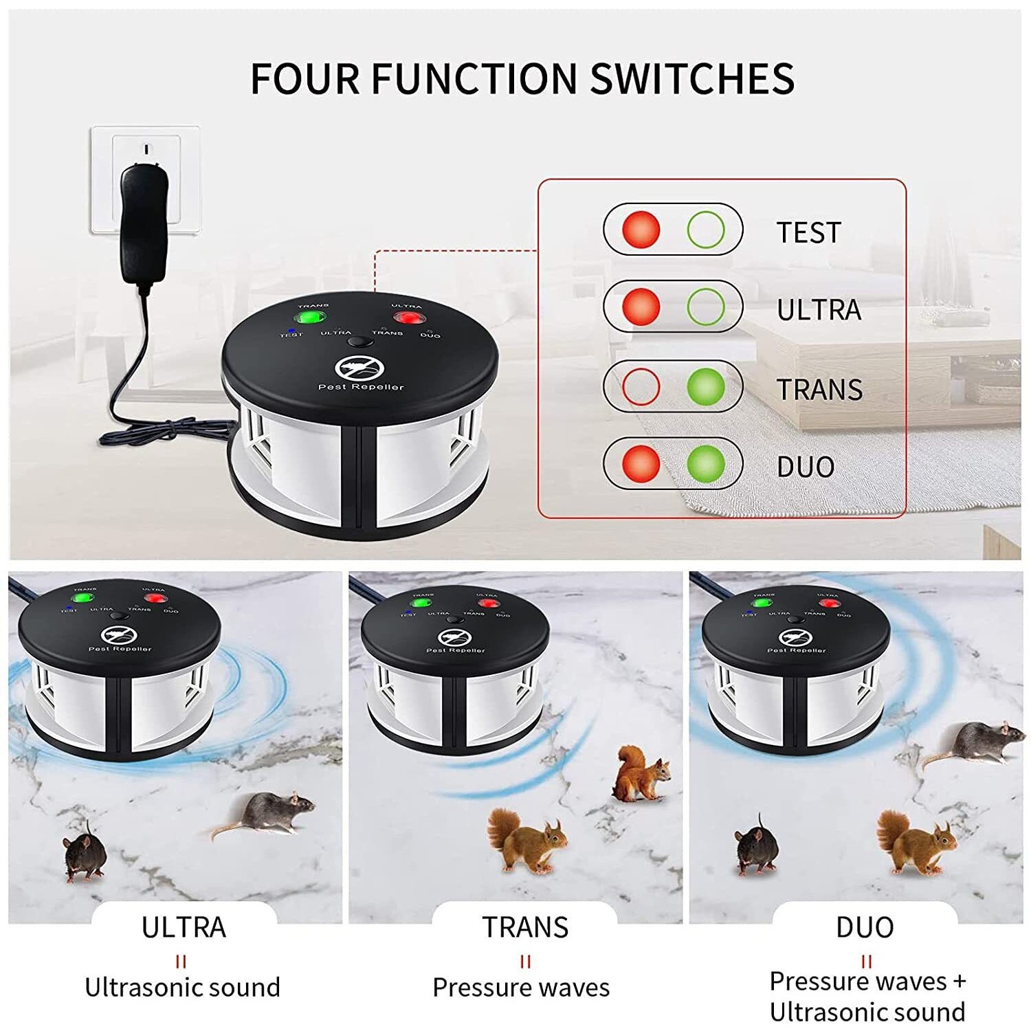 Професионален ултразвуков уред FeelSell, Duo Pest, Switch с 4 функции ...