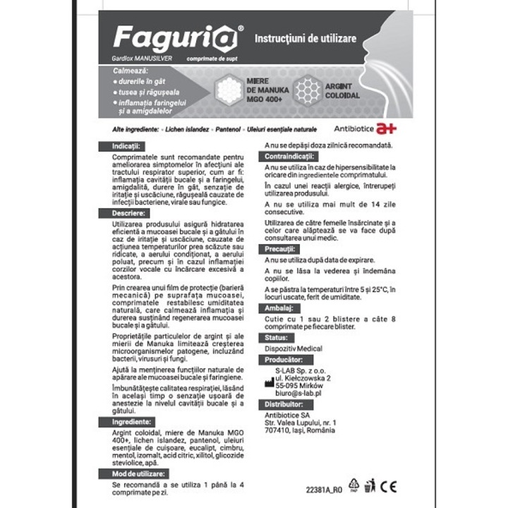 Faguria Gardlox Manusilver, 16 comprimate de supt - eMAG.ro