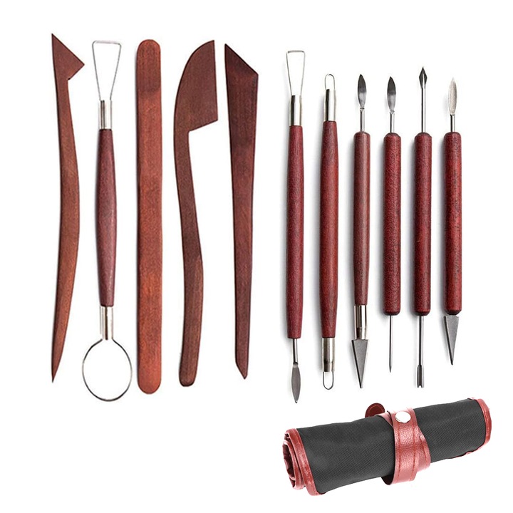 Set de instrumente pentru sculptura din argila ceramica, JESWO, 12 buc ...
