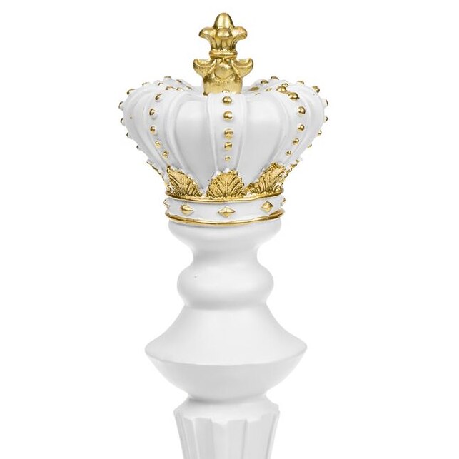 Statuie model piesa de sah ''rege'', Neirini, Alb/Auriu, 12 x 40 cm ...