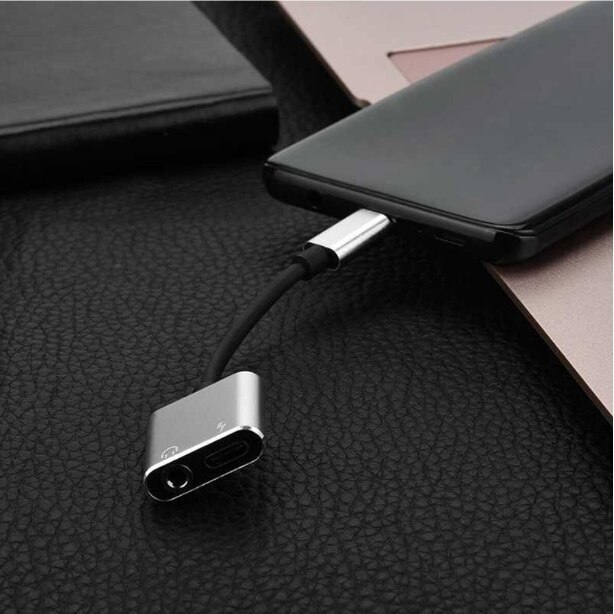 2в1 адаптер Usb Type C сплитер за зареждане и слушалки 3 5 Mm жак
