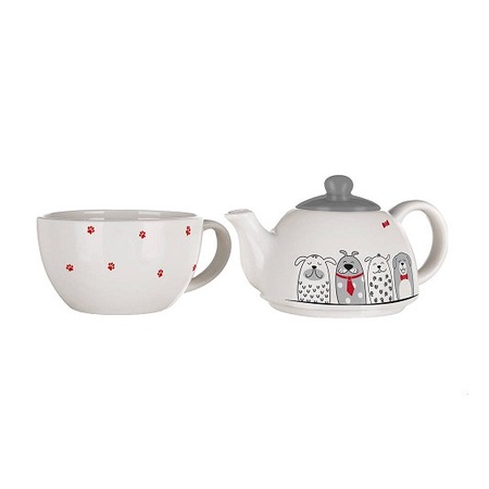 Set ceainic cu ceasca ceramica 360-330 ml Multicolor Banquet Dogs - eMAG.ro