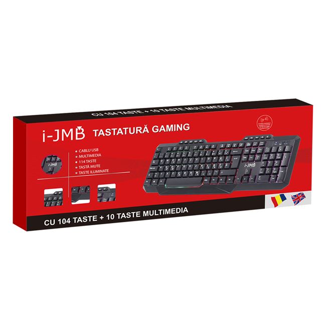 Tastatura gaming cu lumini LED, in limba romana, cablu USB ...