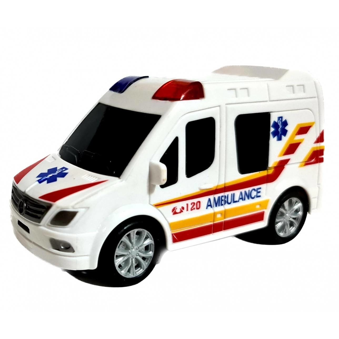 Ambulanta de jucarie cu telecomanda si lumini, 27Mhz, 13 cm - eMAG.ro