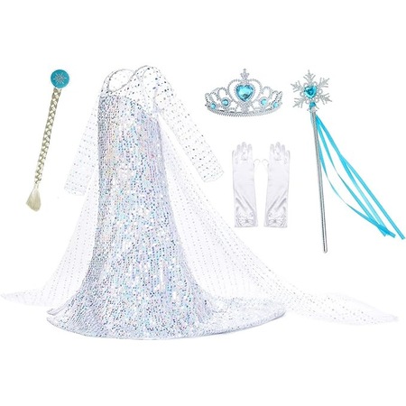 Rochie Elsa Frozen 2 Stralucitoare pentru Copii, Set cu accesorii ...
