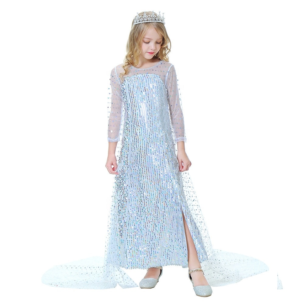 Rochie Elsa Frozen 2 Stralucitoare pentru Copii, Set cu accesorii ...