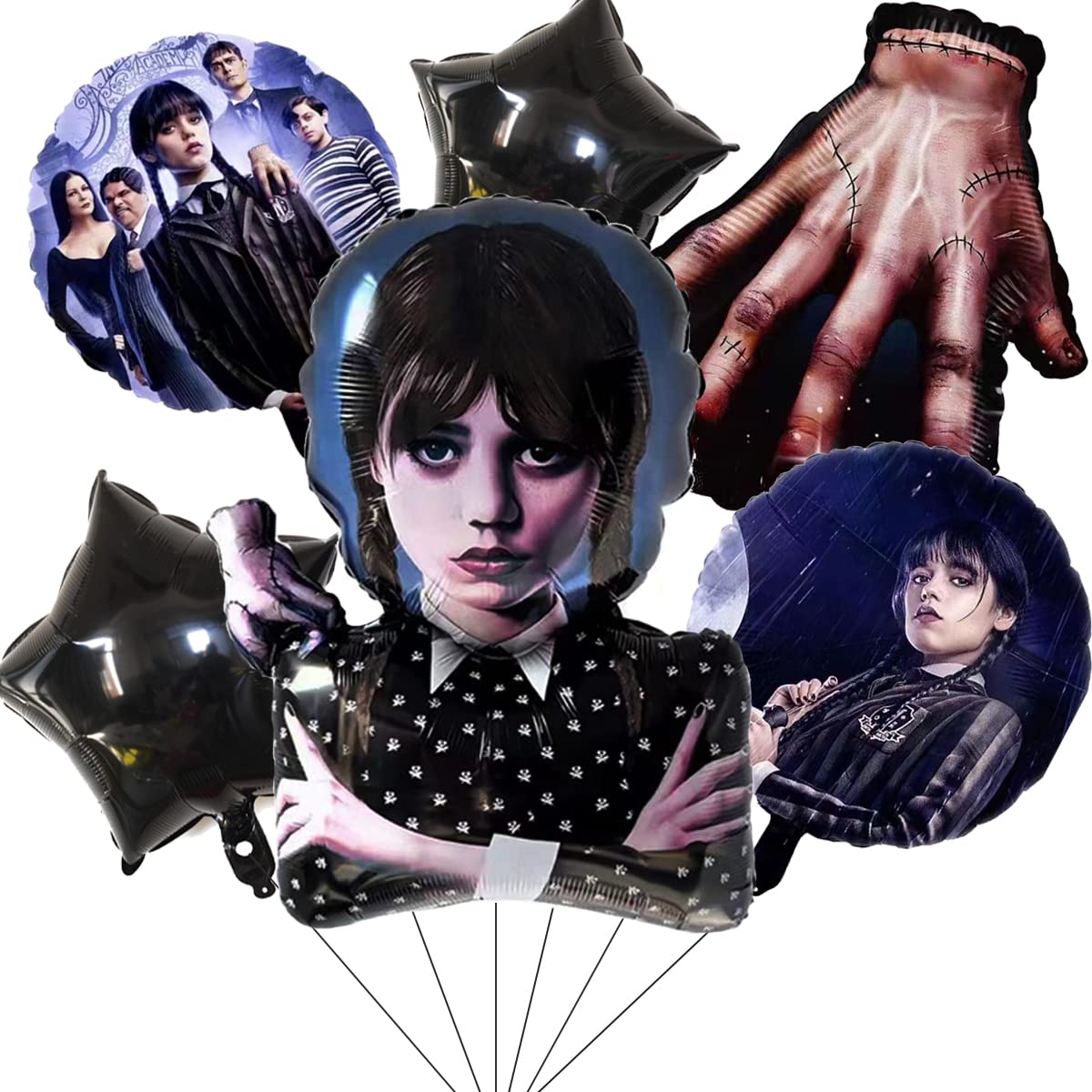 Set 6 baloane folie Wednesday Addams Family, It's Party Time, pentru ...