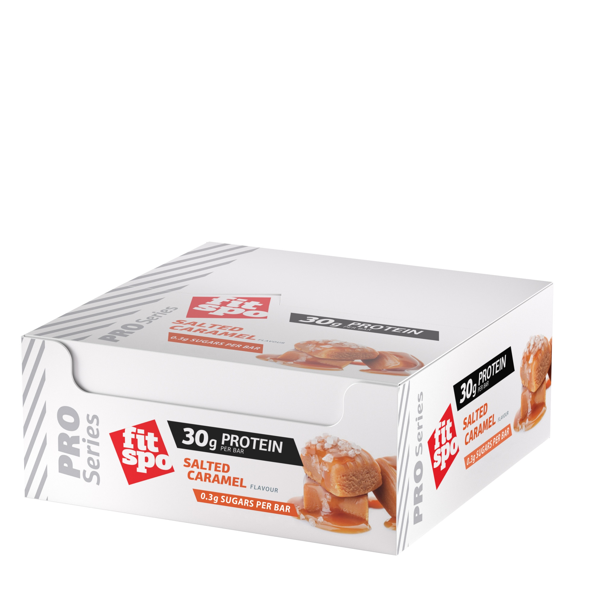 Протеинов бар FitSpo Pro 30g протеин, Солен карамел, 12x85g - eMAG.bg