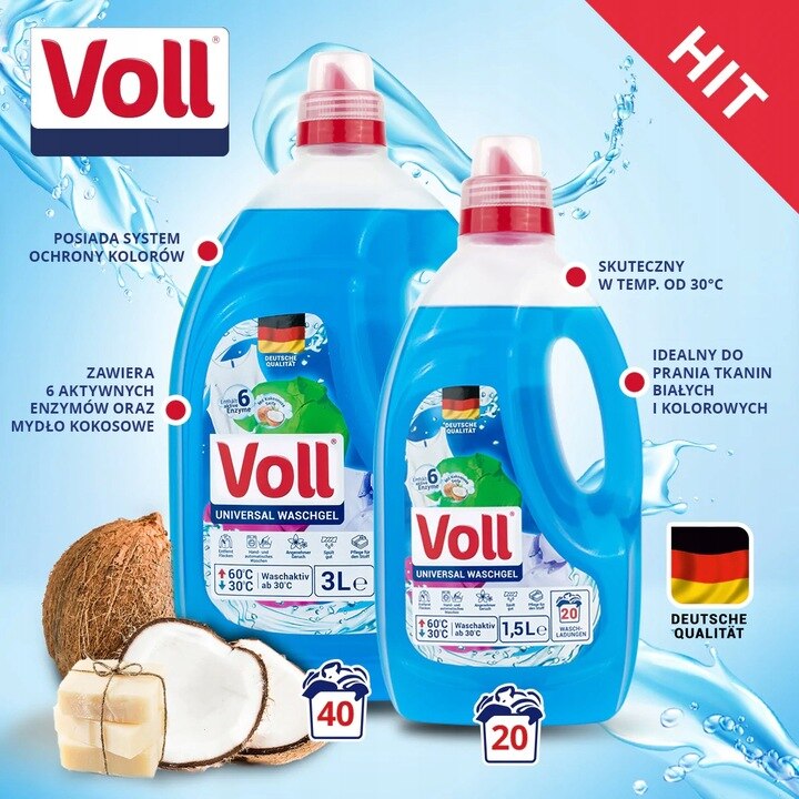Detergent de rufe universal, VOLL, 40 spalari, 3 l - eMAG.ro