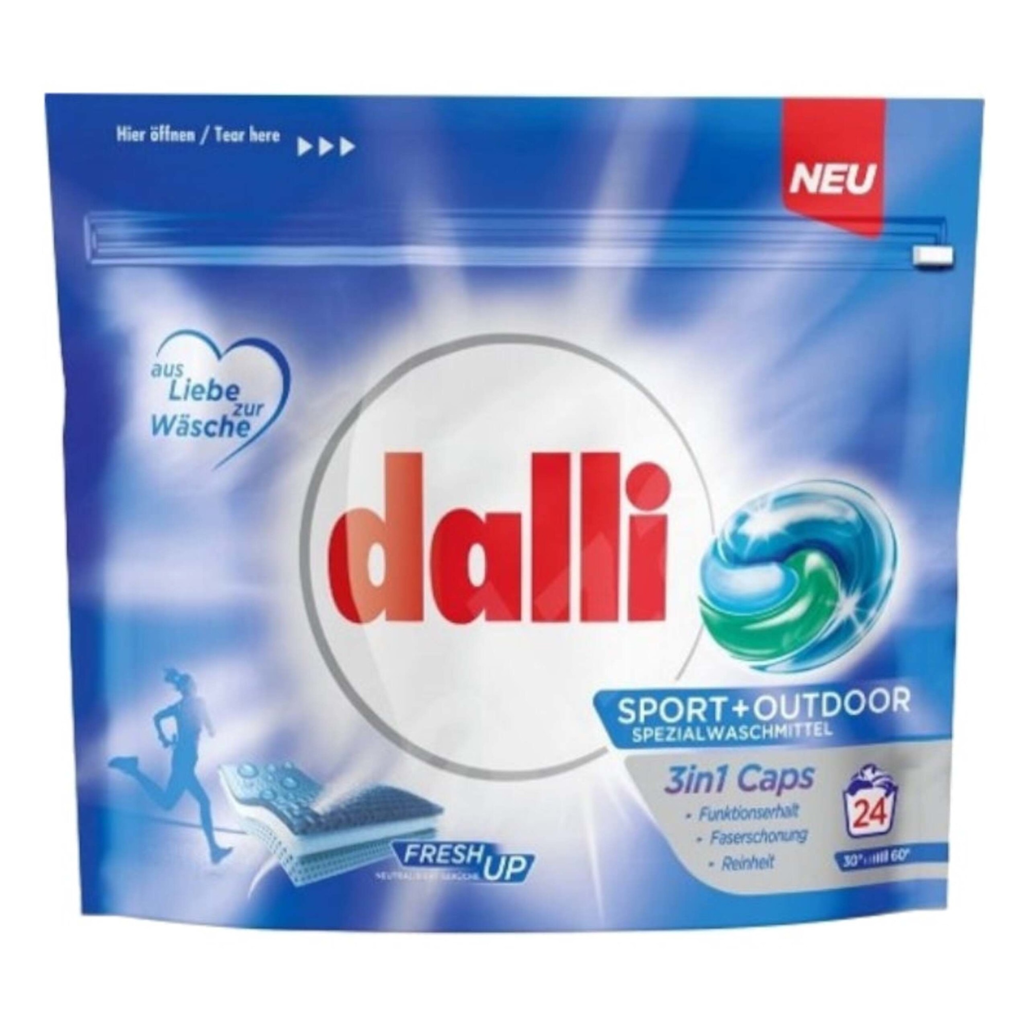 Detergent de rufe capsule, DALLI, Sport Outdoor, 3in1, 24 Capsule - eMAG.ro
