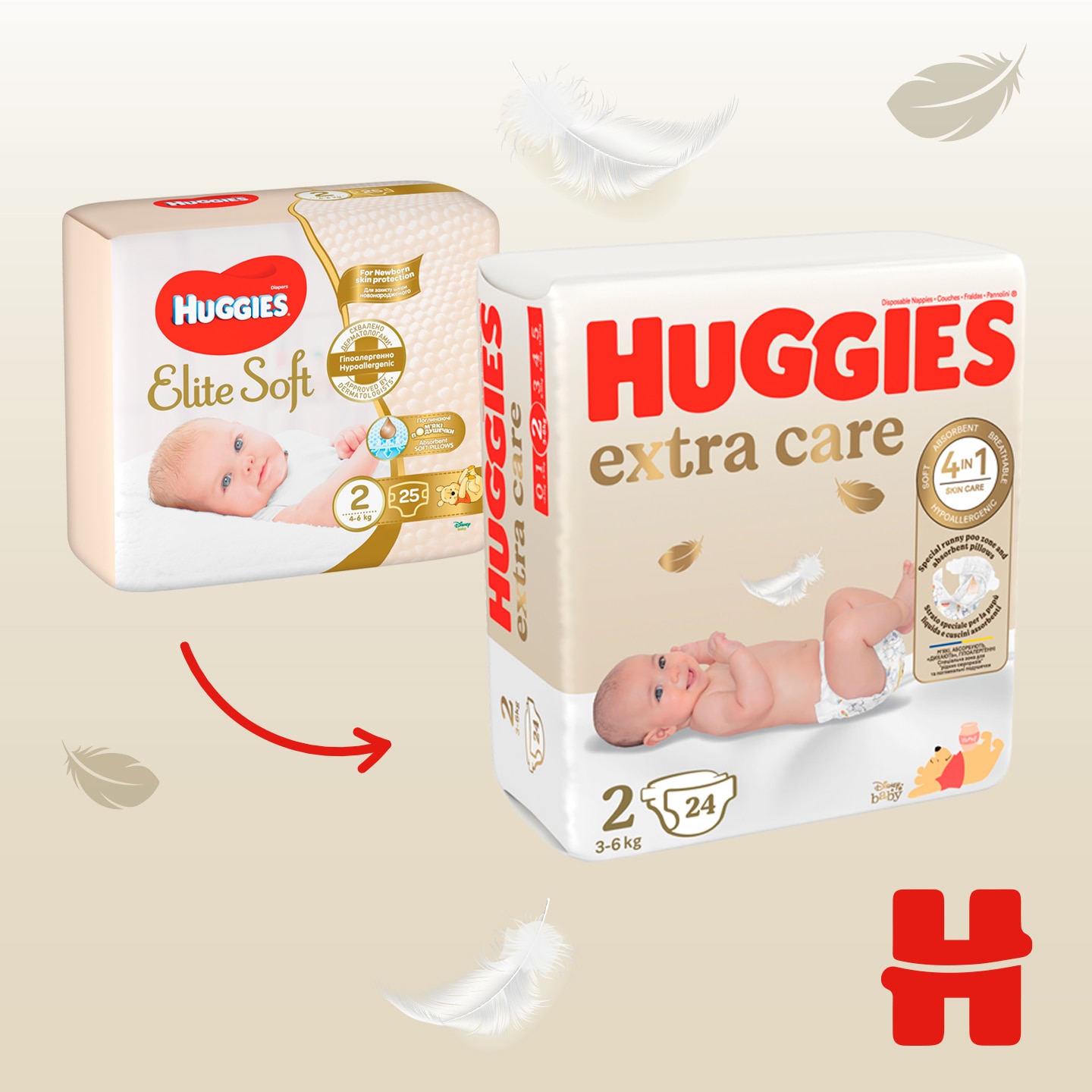 Пелени Huggies Elite Soft № 2 - 24 броя, 4-6 кг - eMAG.bg
