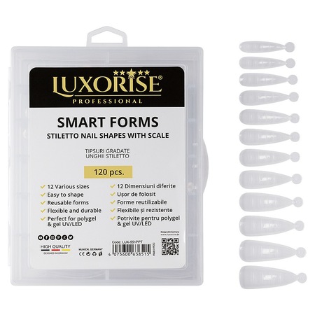Set 2 x 120 Tipsuri Reutilizabile Smart Forms Luxorise, Stiletto - eMAG.ro
