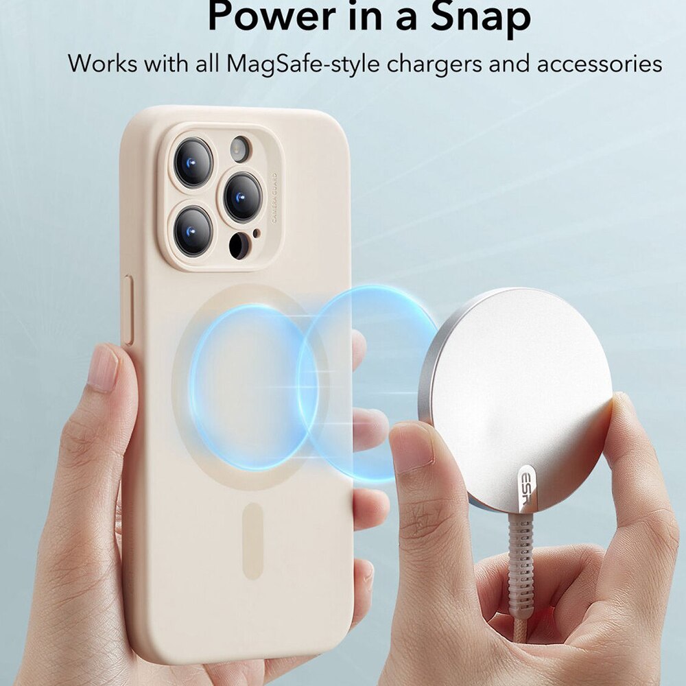 Кейс за iPhone 15 Pro - ESR Cloud Soft HaloLock - Light Tan - eMAG.bg