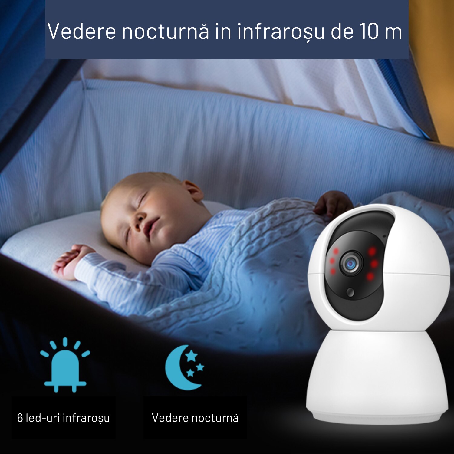 Camera video supraveghere bebelusi, Monitor, Veezoom, FullHD ...