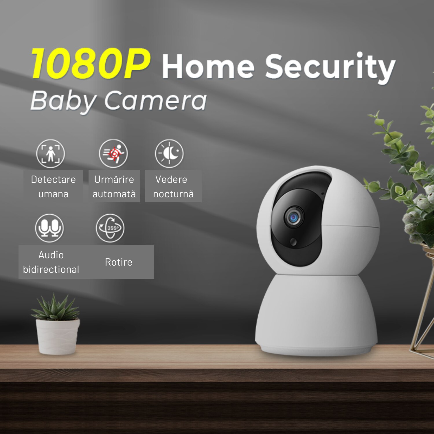 Camera video supraveghere bebelusi, Monitor, Veezoom, FullHD ...