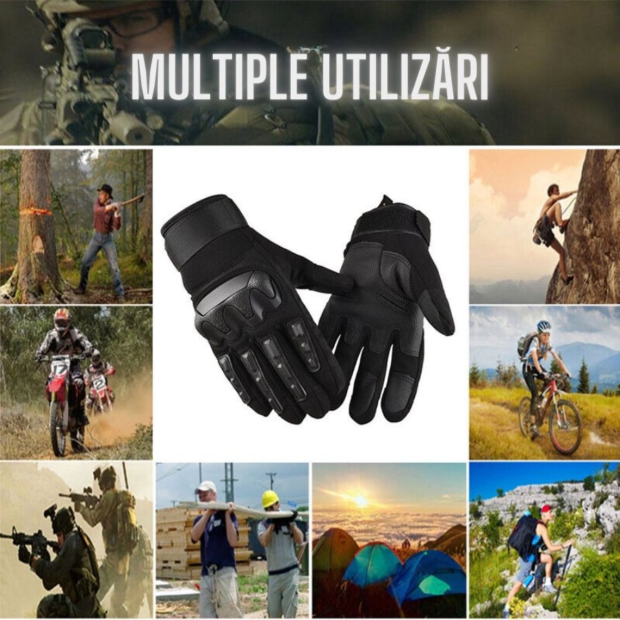 Manusi Tactice Combat, M, cu Armatura de Protectie, Microfibra/Piele ...