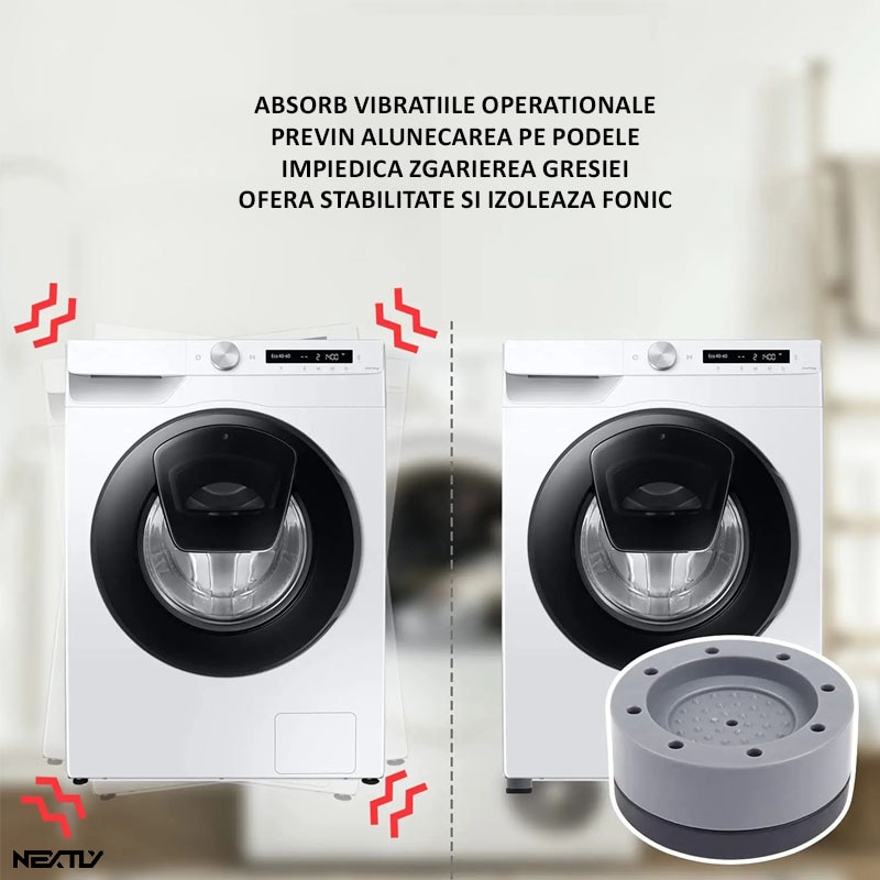 Set 4 picioruse antiderapante NEXTLY, pentru masina de spalat, uscator ...