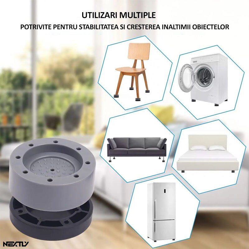 Set 4 picioruse antiderapante NEXTLY, pentru masina de spalat, uscator ...