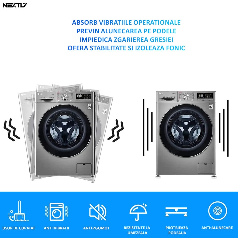 Set 8 picioruse antiderapante NEXTLY, pentru masina de spalat, uscator ...