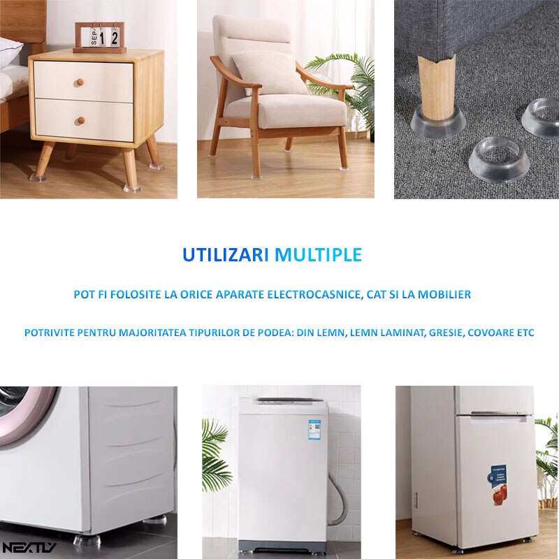 Set 8 picioruse antiderapante NEXTLY, pentru masina de spalat, uscator ...