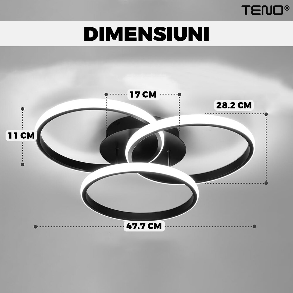 Teno 3 Circle LED полилей, димируем с дистанционно управление, 3 вида ...