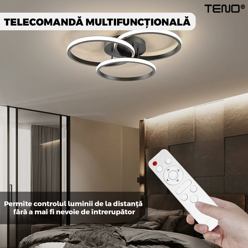 Teno 3 Circle LED полилей, димируем с дистанционно управление, 3 вида ...