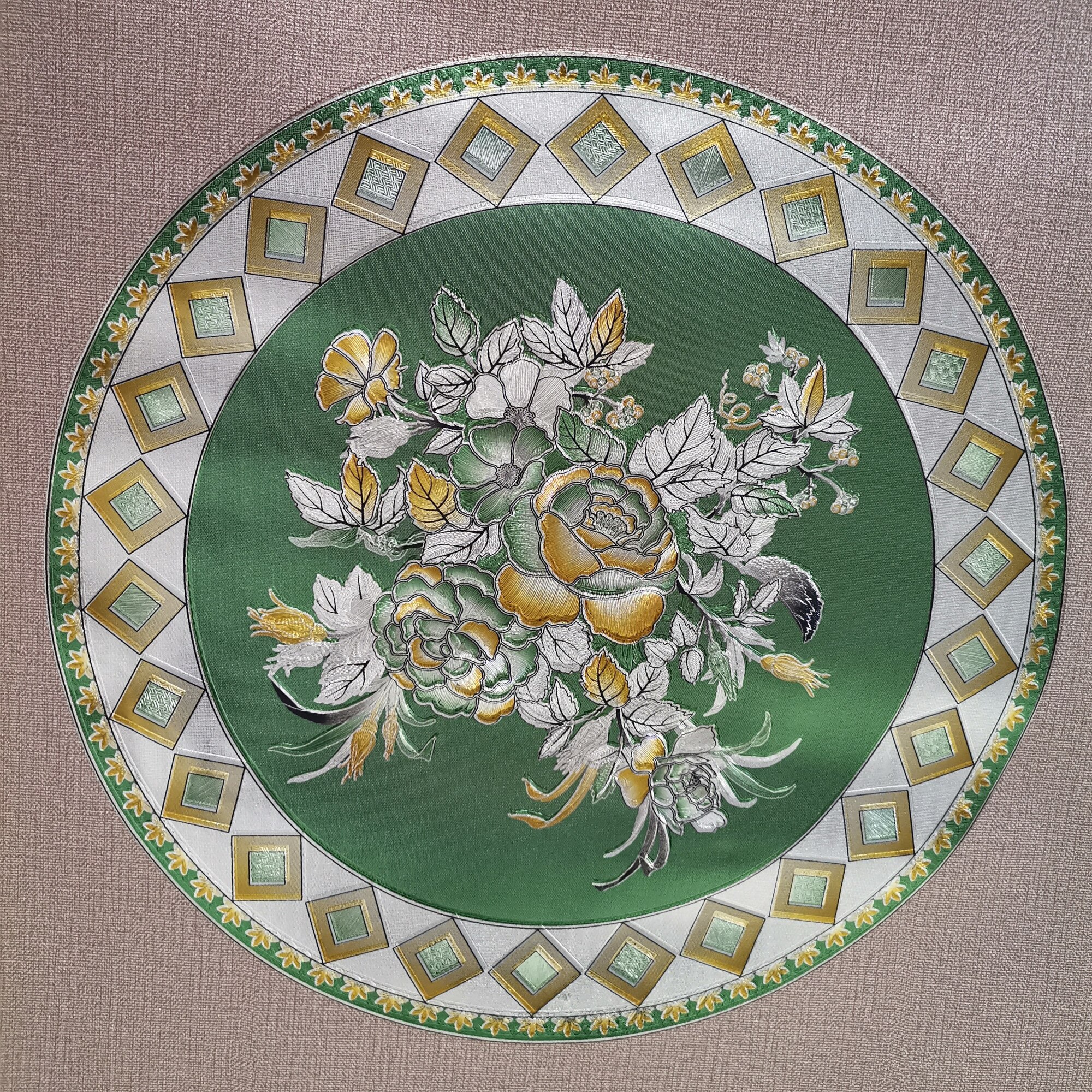 Musama, lucioasa, auriu, verde, latime 1.40 cm - eMAG.ro