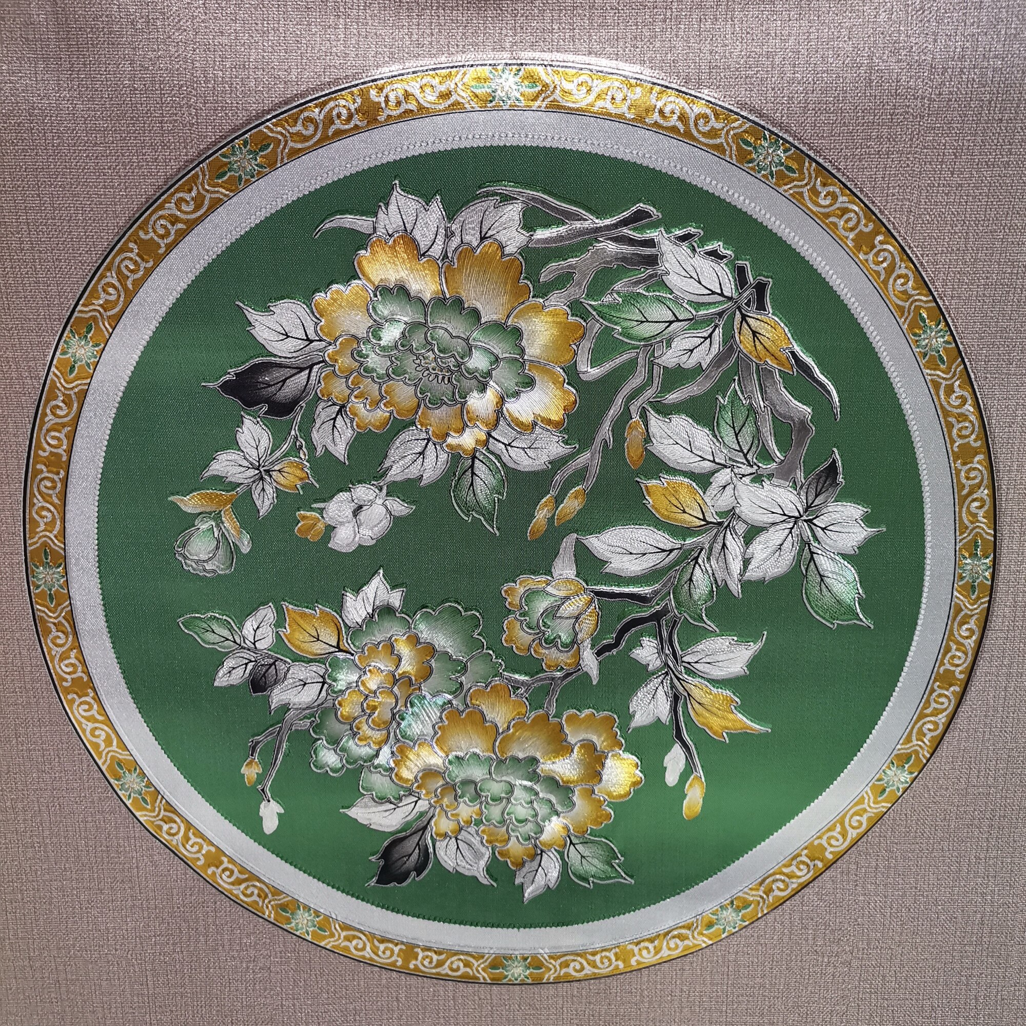 Musama, lucioasa, auriu, verde, latime 1.40 cm - eMAG.ro