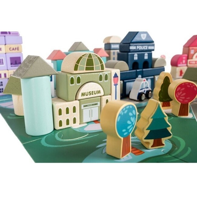 Set de constructie pentru copii CLASStitude, cuburi din lemn, 115 piese ...