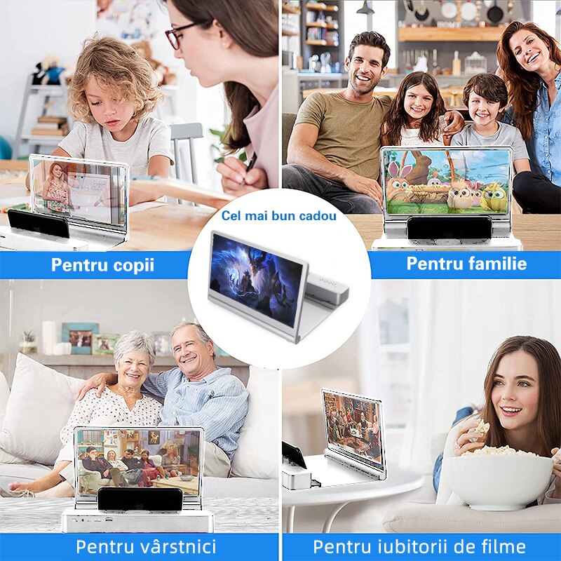 Amplificator imagine telefon, Bolongking, BT Stereo, 3D HD, 12 inchi ...