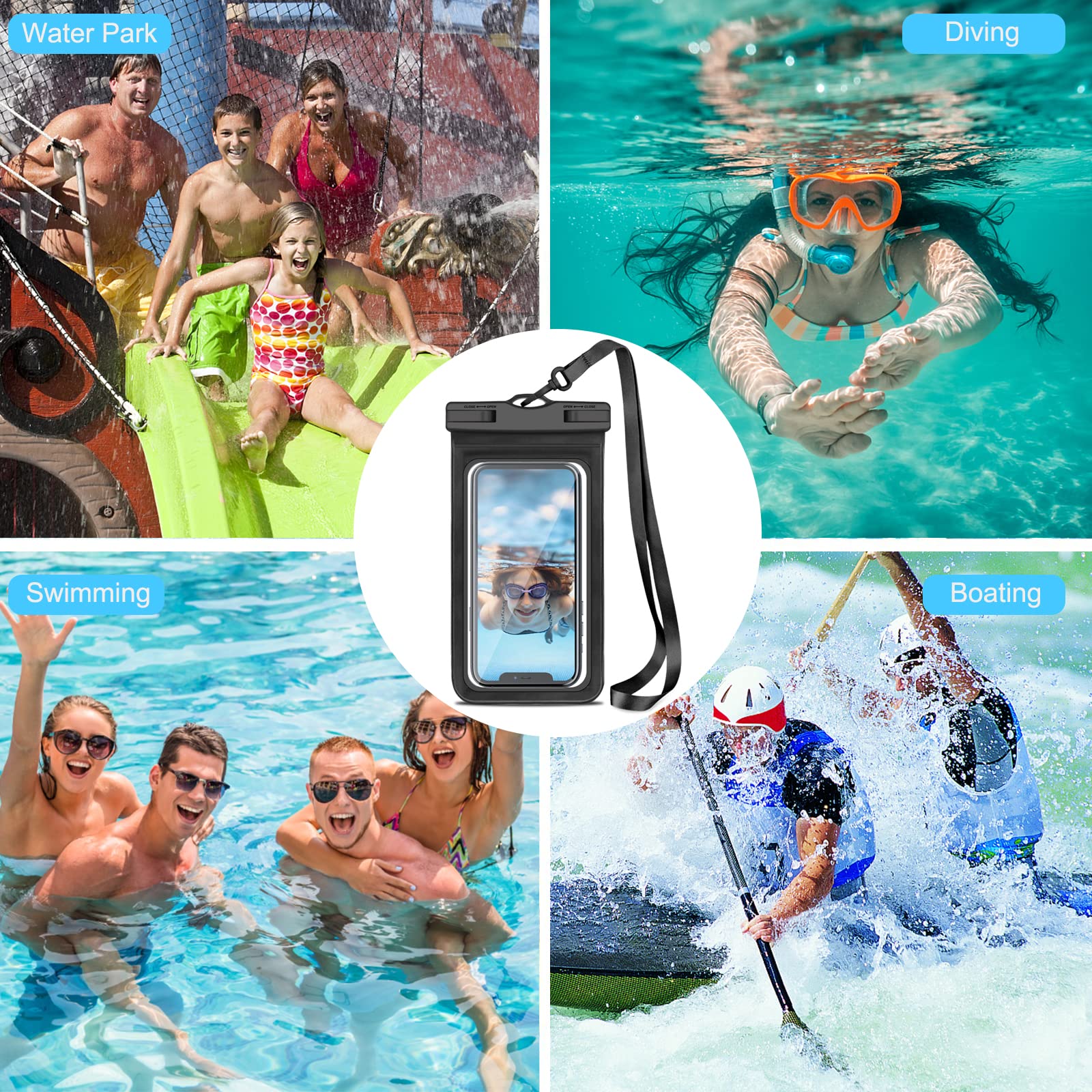 Husa subacvatica telefon, PVC, Universal, Negru/Transparent - eMAG.ro