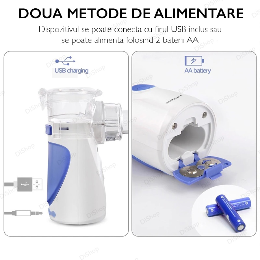 Aparat aerosoli JustZEN® R9, nebulizator portabil, validat clinic, 0.2 ml/min, ultrasonic, doua ...