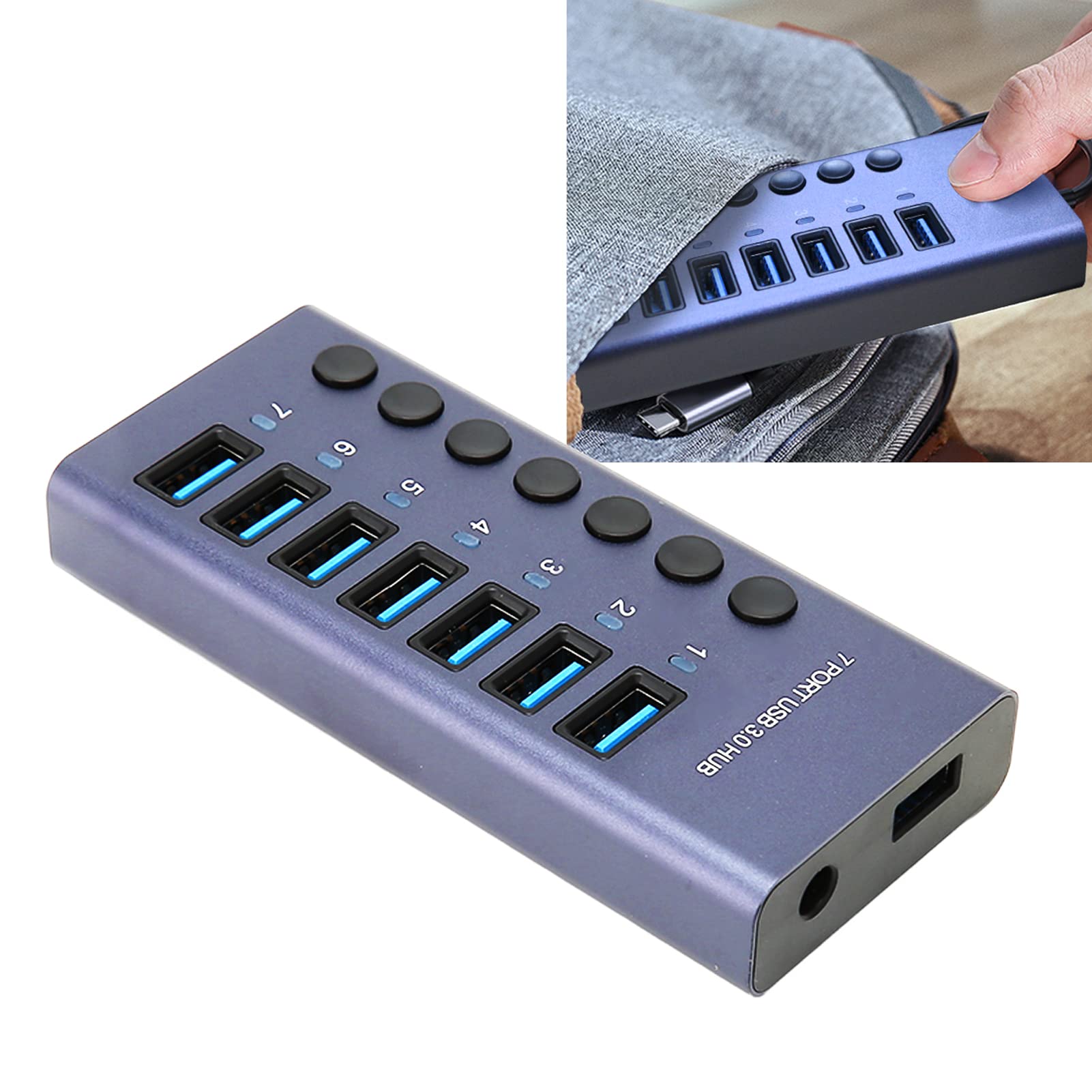 Hub USB 3.0 cu 7 porturi, comutator individual 5V 2.4A Hub de iesire cu ...