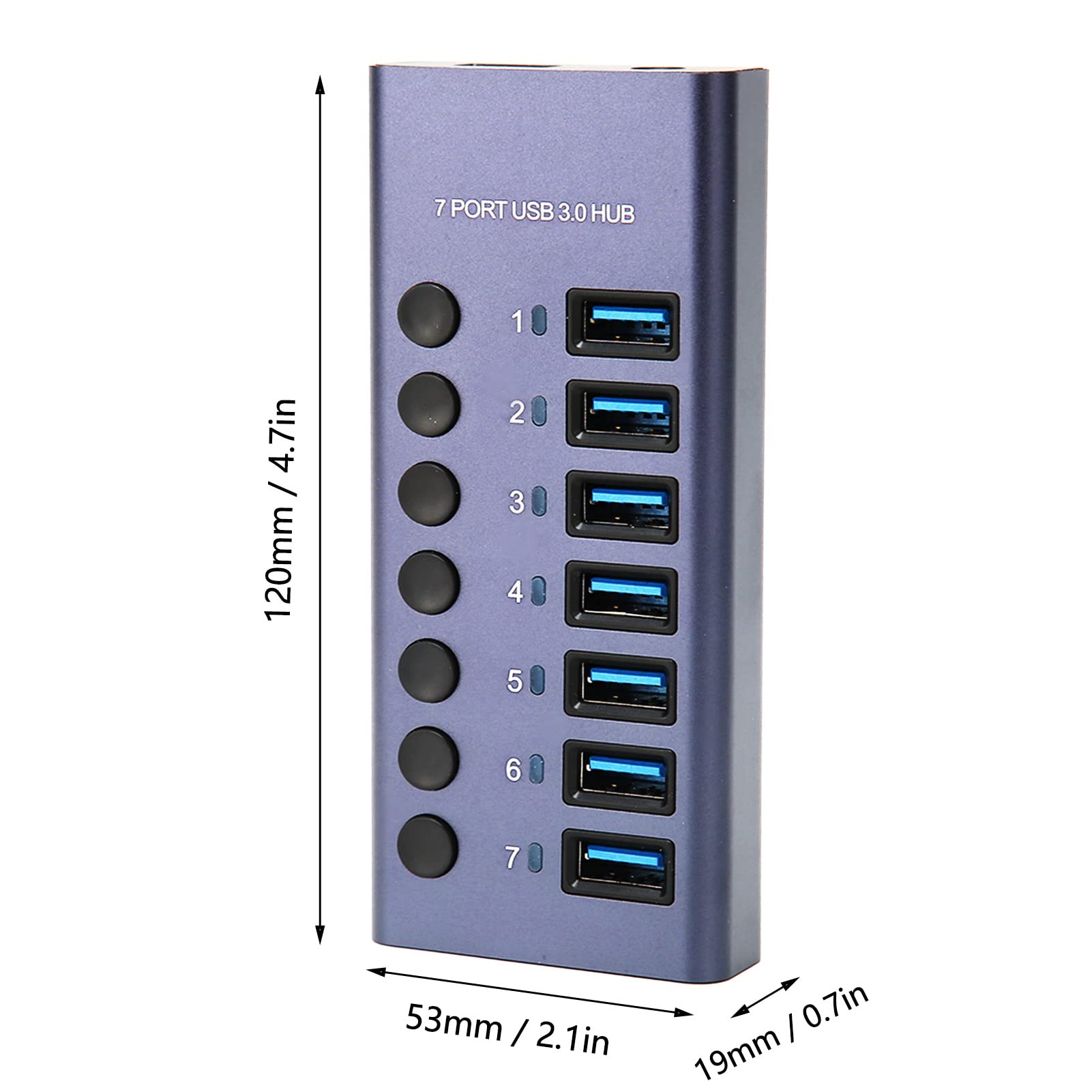 Hub USB 3.0 cu 7 porturi, comutator individual 5V 2.4A Hub de iesire cu ...