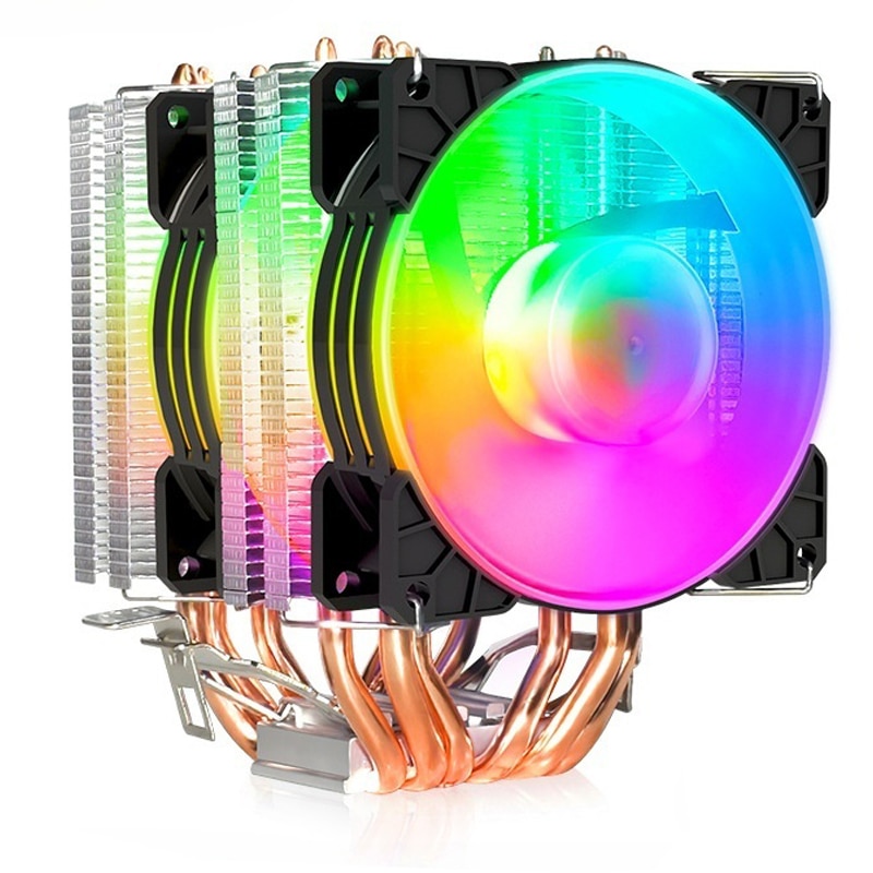 Cooler Procesor, YANX, CPU Dublu Ventilator cu RGB, 6 conducte termice ...