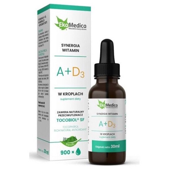 Хранителна добавка, Витамини А + D3 капки, 30 мл - eMAG.bg