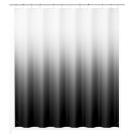 Perdea de dus, OVERTANG, Textil, 72x72", Alb/Negru - eMAG.ro