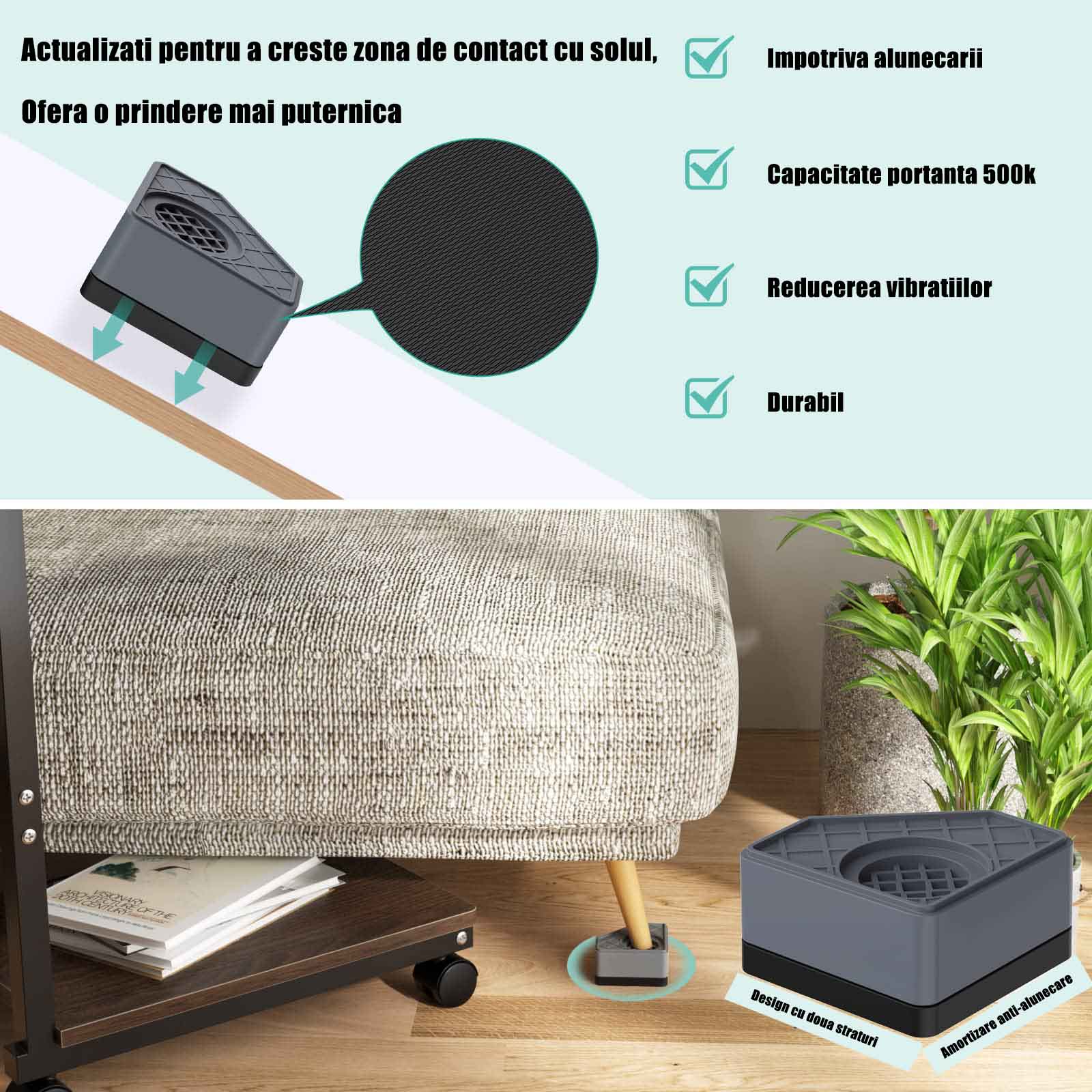 Set 4 picioruse antivibratii, anti-zgomot si antiderapante, cauciuc ...