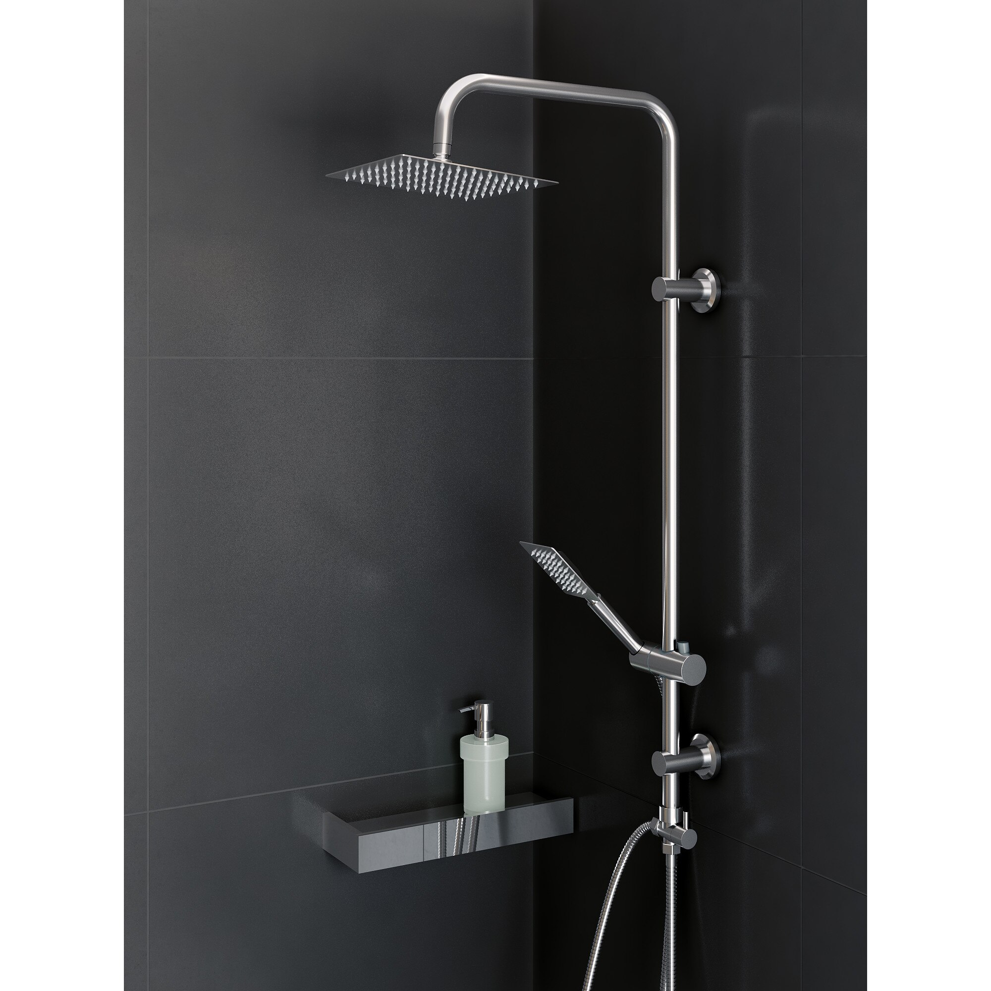 Set dus cu efect de ploaie, GRANITAN, Alama/Inox, Argintiu - eMAG.ro
