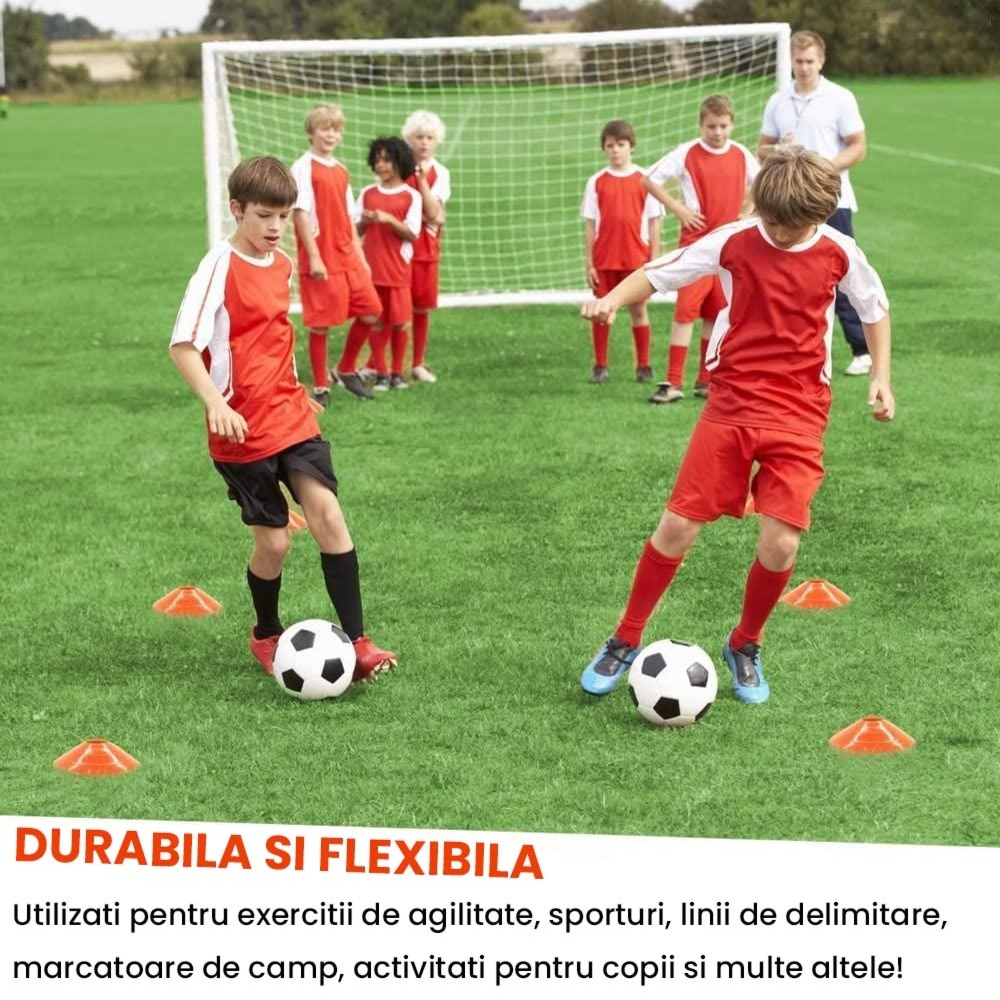 Set 50 jaloane tip con, sundiguer, pentru antrenamente sportive, PVC ...