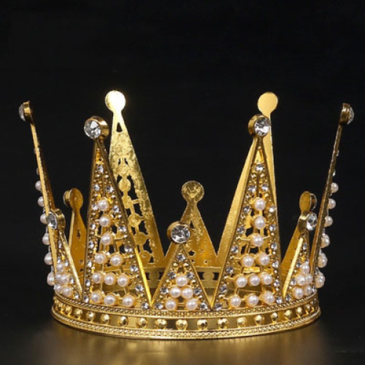 Coronita aurie cu perle si strasuri, VERSAMAG, decoratiune pentru ornat ...