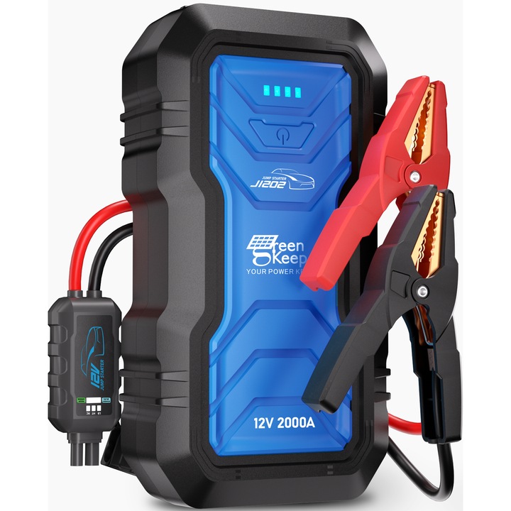 Starter Auto Portabil, Redresor Auto 2000A, 16000mah de 12V, 7L pe ...