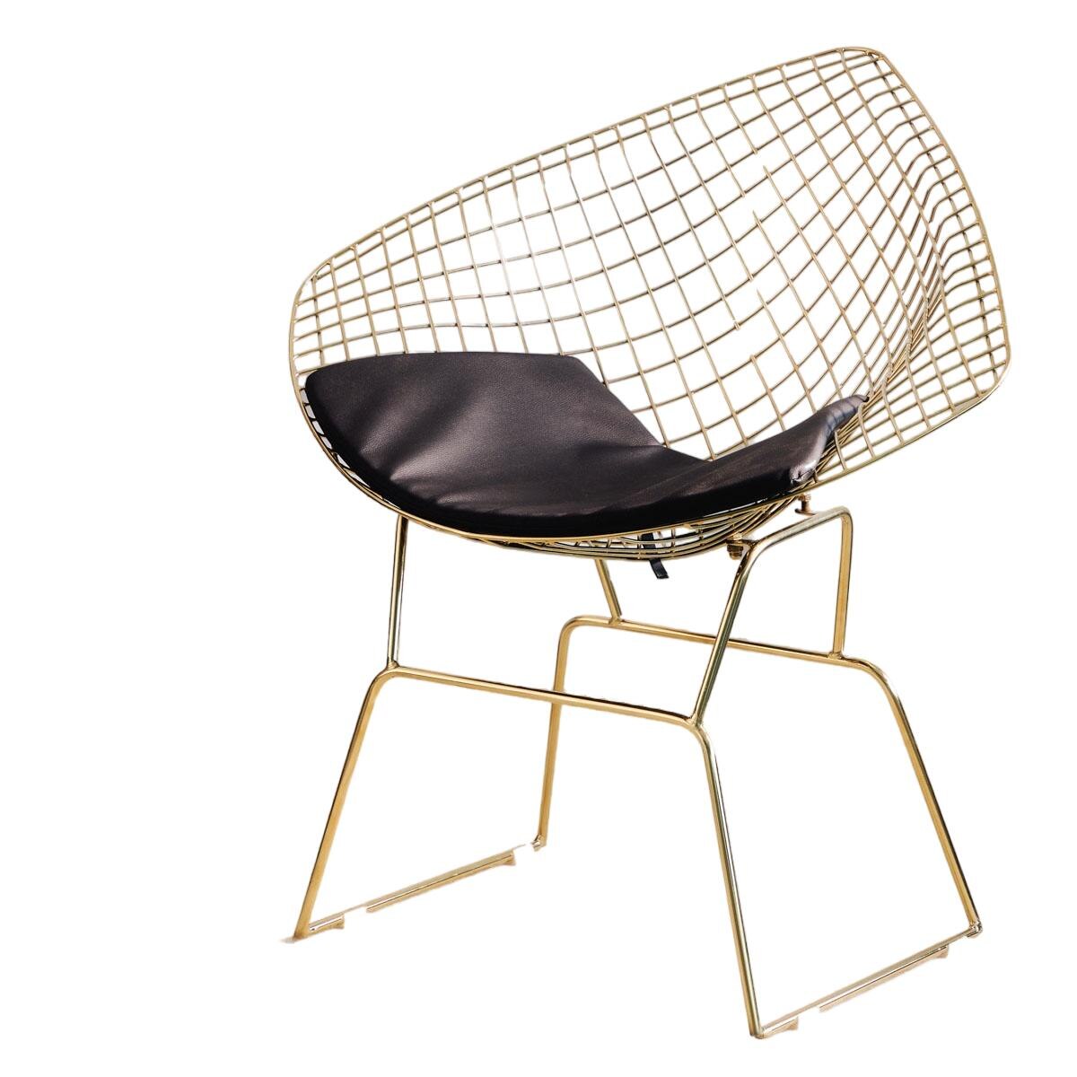 Scaun cu perna, Homla, Metal, 83x64x82 cm, Auriu/Negru - eMAG.ro