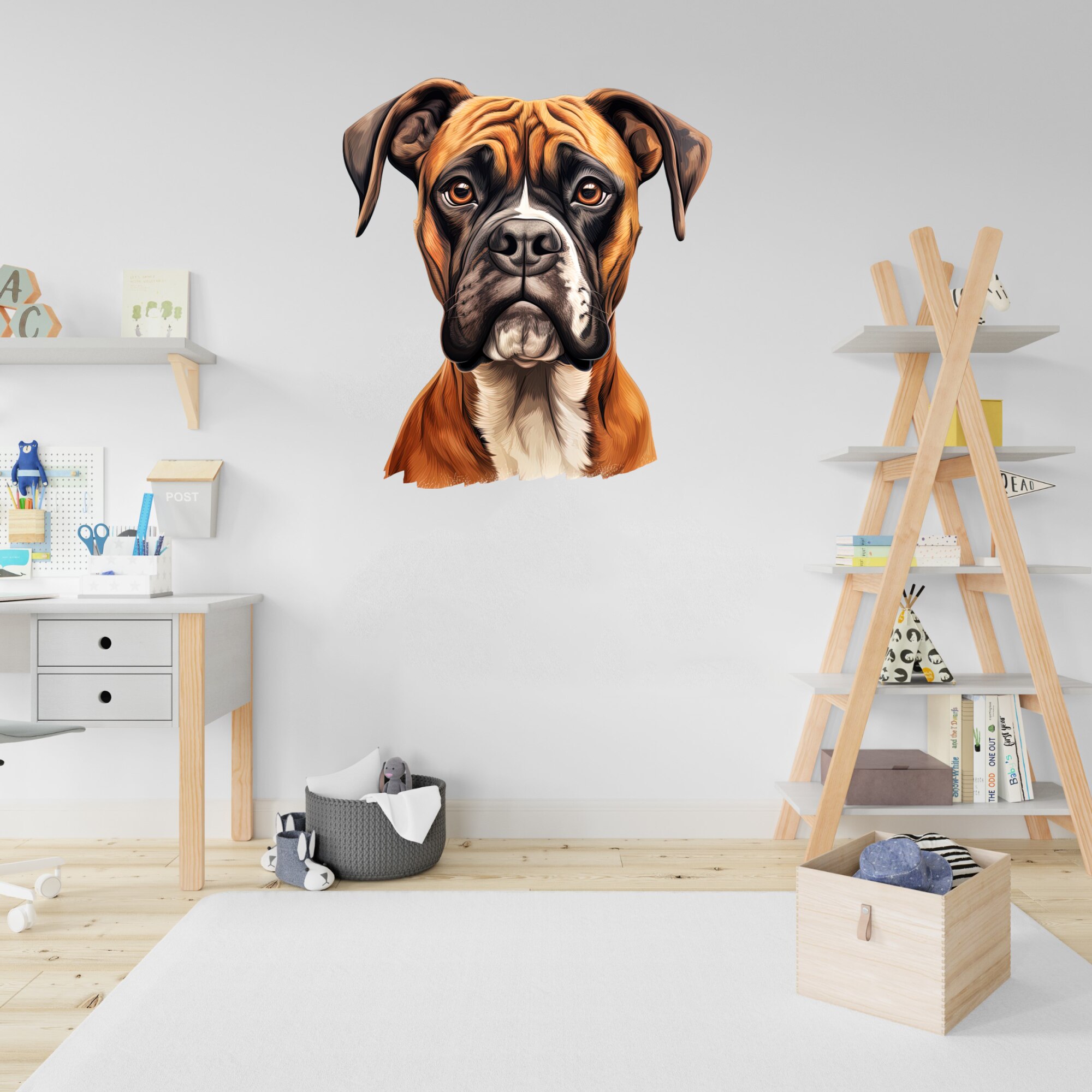 Set sticker decorativ perete, auto si geam, Caine -Boxer model 1, 35 CM ...